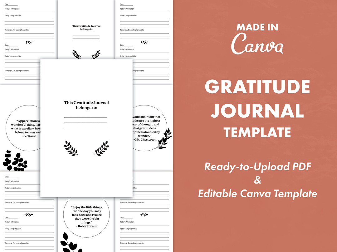 Gratitude Journal Template - Canva Template & Ready-to-upload PDF - Etsy