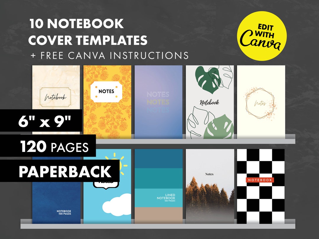 Canva KDP Paperback Cover Templates + Free Canva Guide - Notebook ...