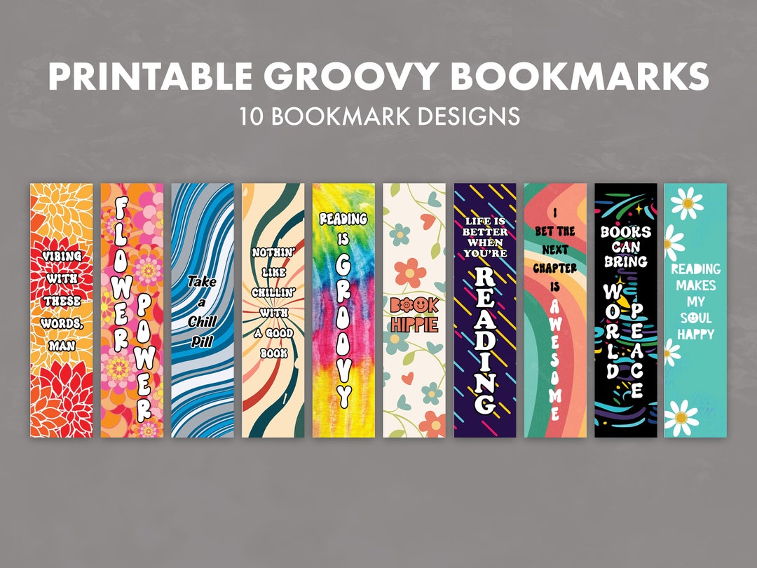 Printable Bookmarks - 10 Printable Groovy Bookmarks - Printable ...