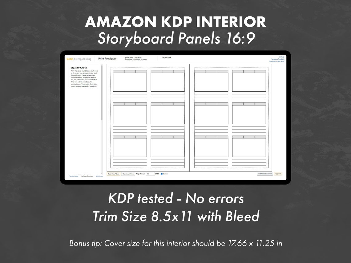 KDP Interior Storyboard Panel Pages 180 Pages Ready to Upload PDF US ...