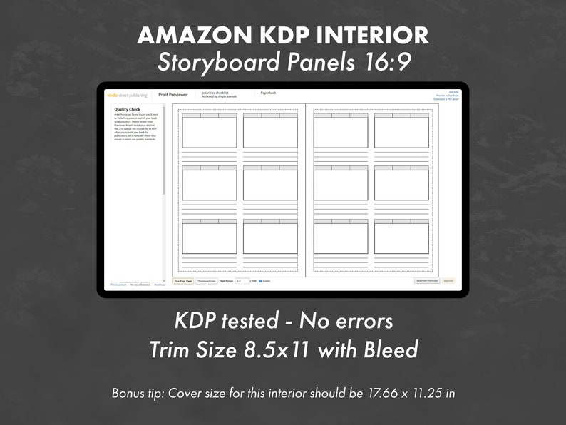 KDP Interior - Storyboard Panel Pages - 180 Pages - Ready to Upload PDF ...