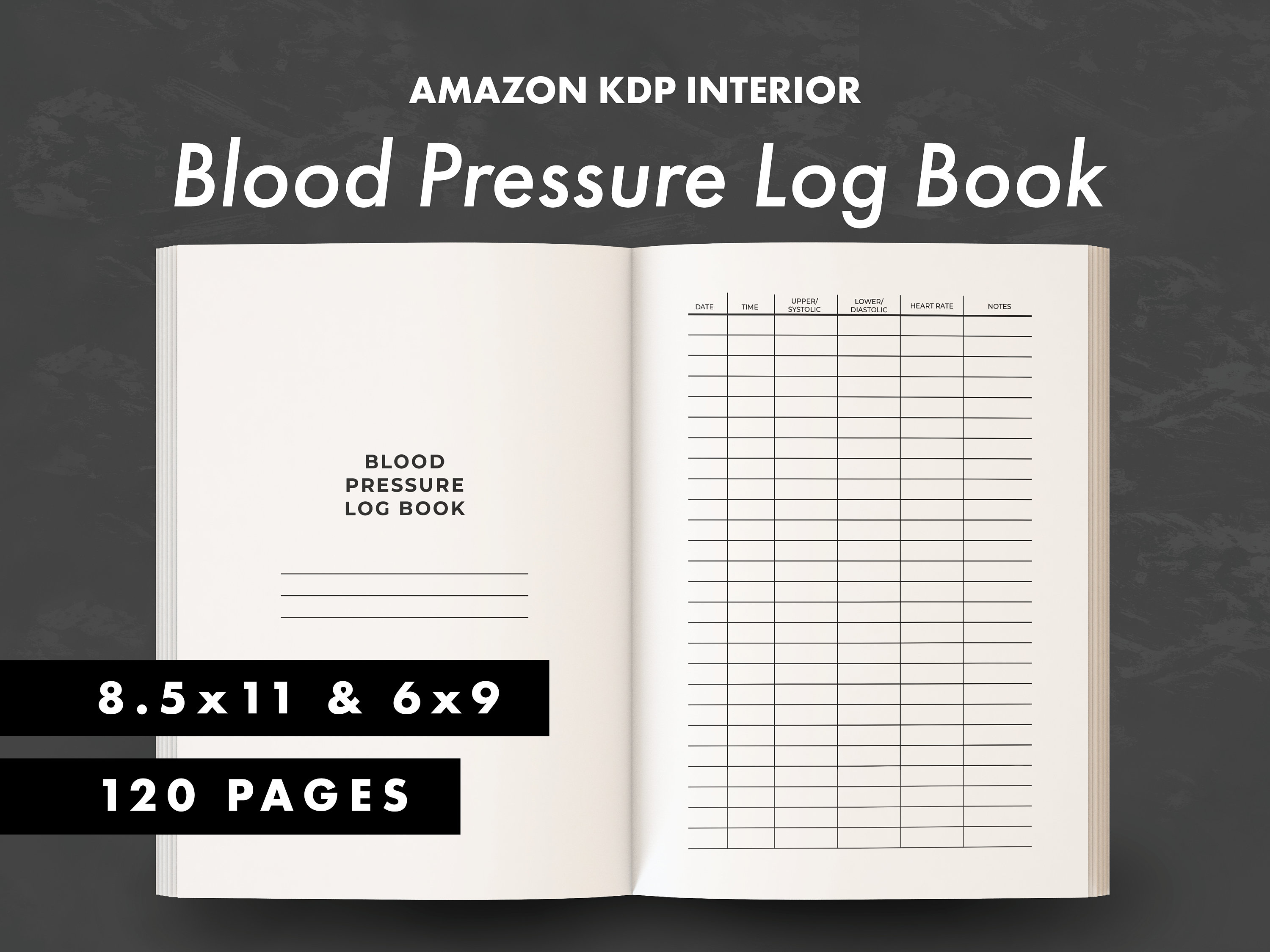 KDP Interiors - Blood Pressure Log Book - Blood Pressure Tracker - KDP ...
