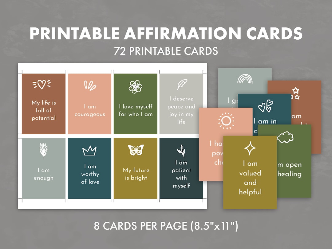 Printable Affirmation Cards, Editable Card Template, Motivational Cards ...