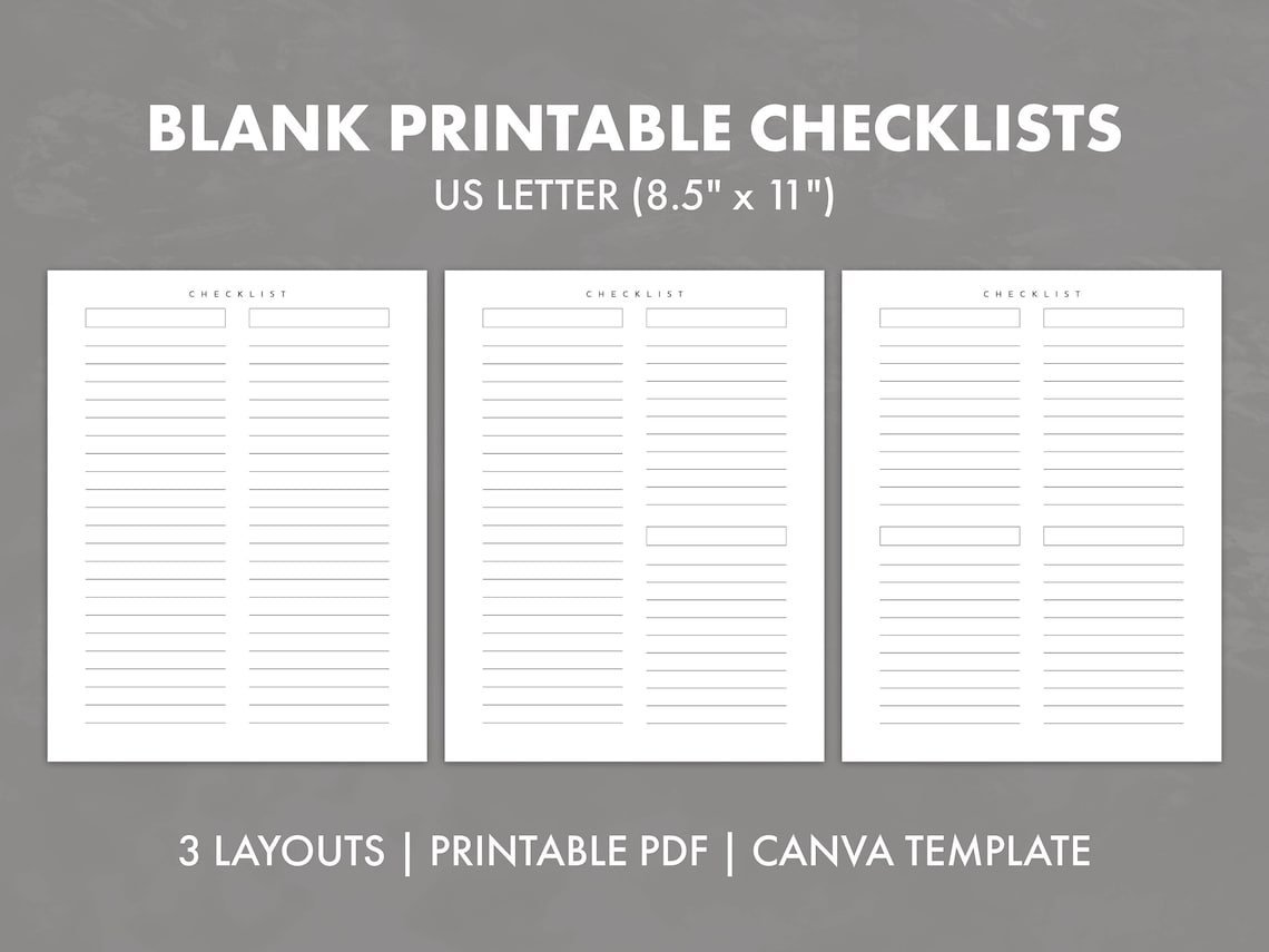 Blank Printable Checklist, US Letter Size, Printable Checklist Pages ...