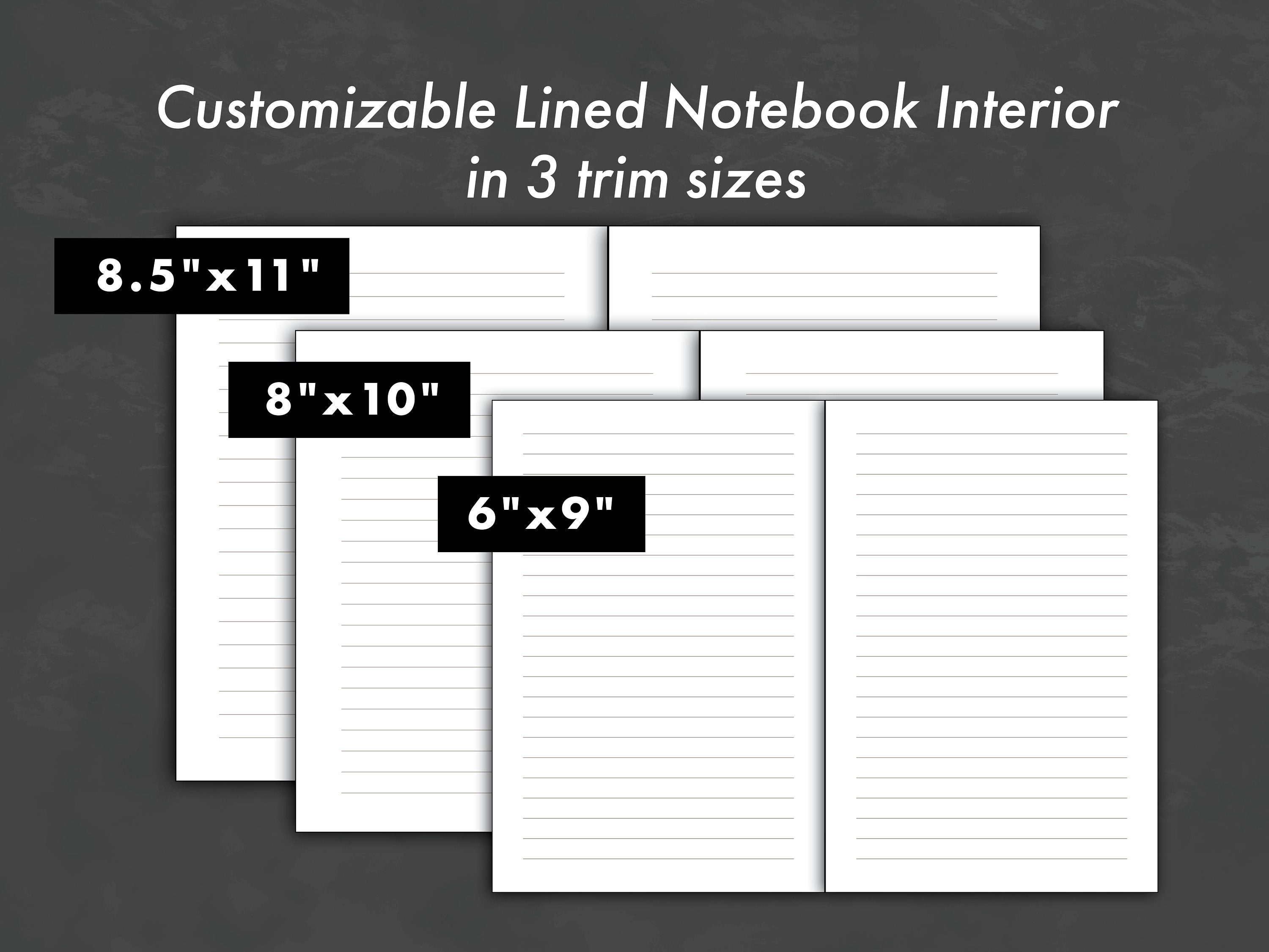 KDP - Lined Notebook Template & Ready-to-upload PDF - Includes 3 Sizes ...
