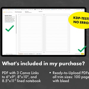KDP Lined Notebook Template & Ready-to-upload PDF Includes 3 Sizes ...