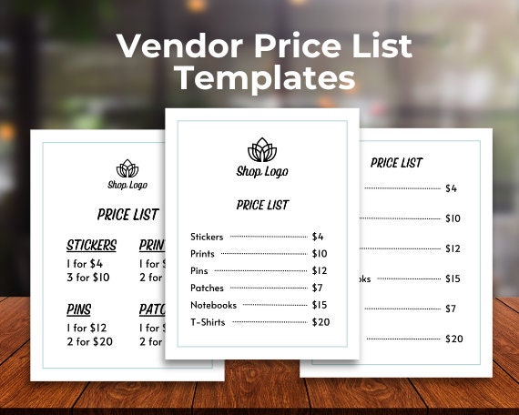 Vendor Price List Template - Price List Template for Small Business and ...