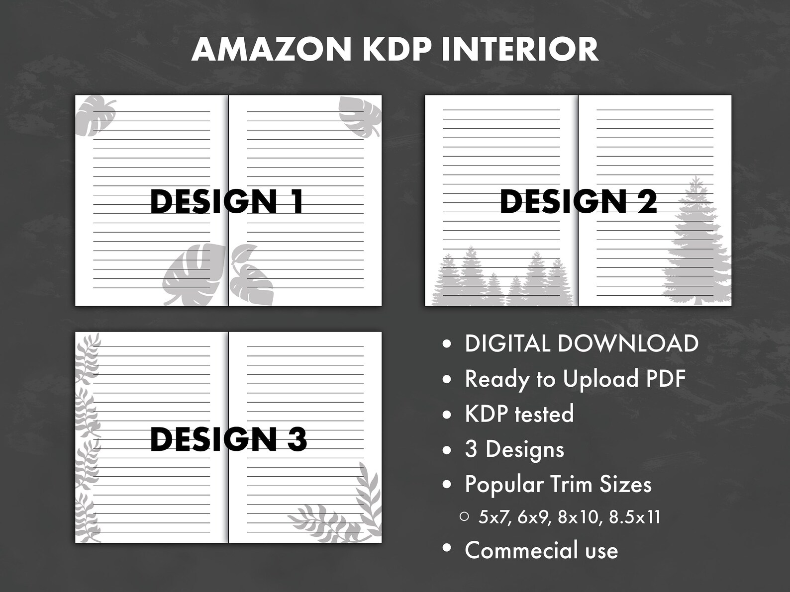 KDP Interiors - Notebook Interior - Leaf and Tree Design - Ready to ...