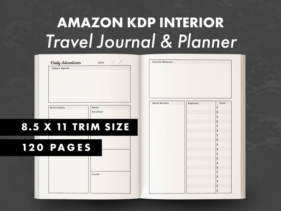 KDP Interior - Travel Journal & Planner (8.5x11) - Ready to Upload PDF ...