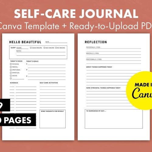 Self-care Journal KDP Interior 6x9 A5 Canva Template & - Etsy