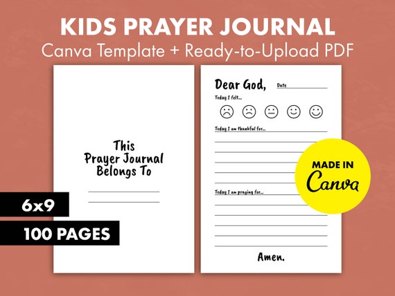 Kids Prayer Journal Template Canva Template & | Etsy