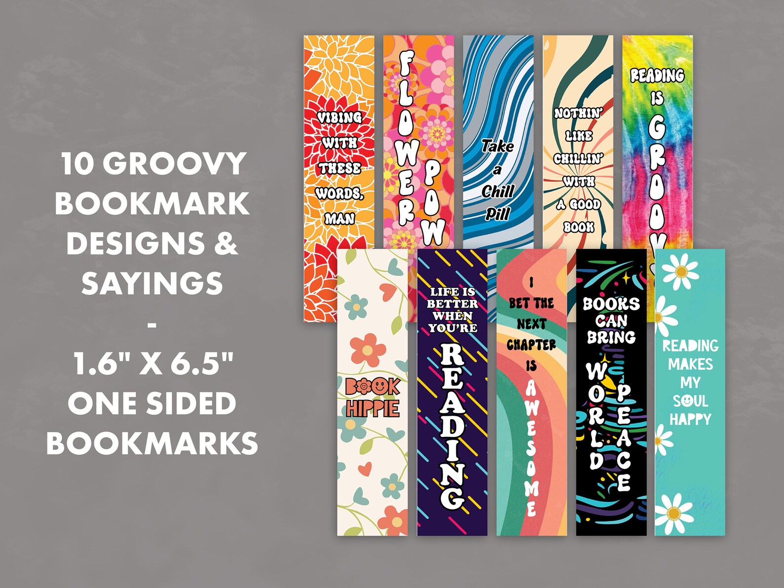 Printable Bookmarks - 10 Printable Groovy Bookmarks - Printable ...