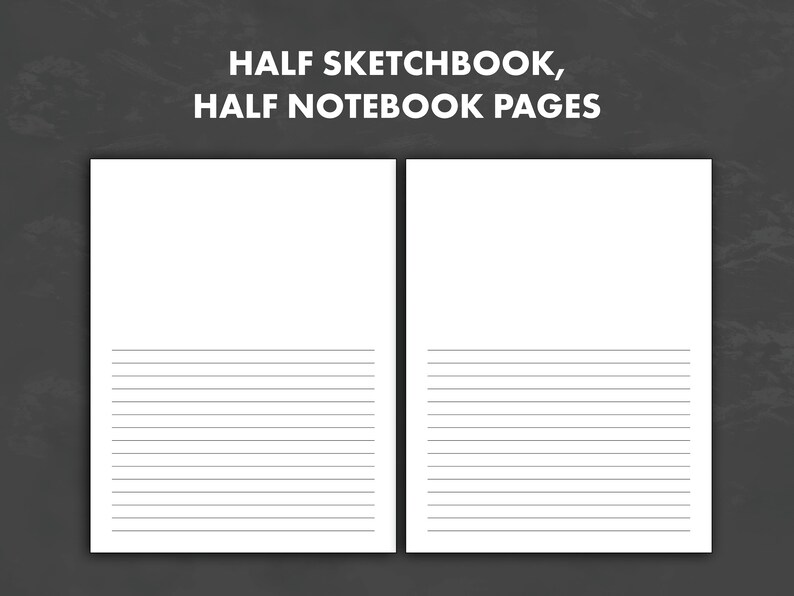KDP Interior Half Sketchbook/notebook Wide-ruled PDF - Etsy