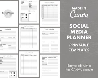 Social Media Planner Printable Digital Canva Template | Instagram ...