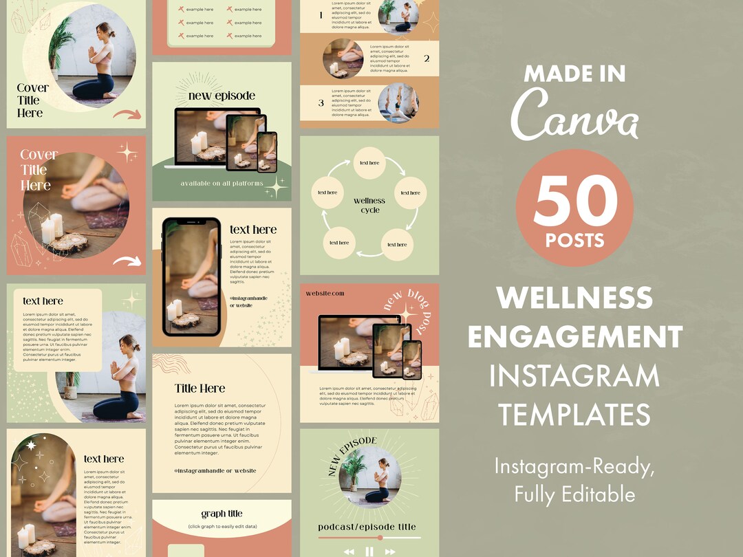 Wellness Instagram Posts Templates - Engagement - Health, Mindfullness ...