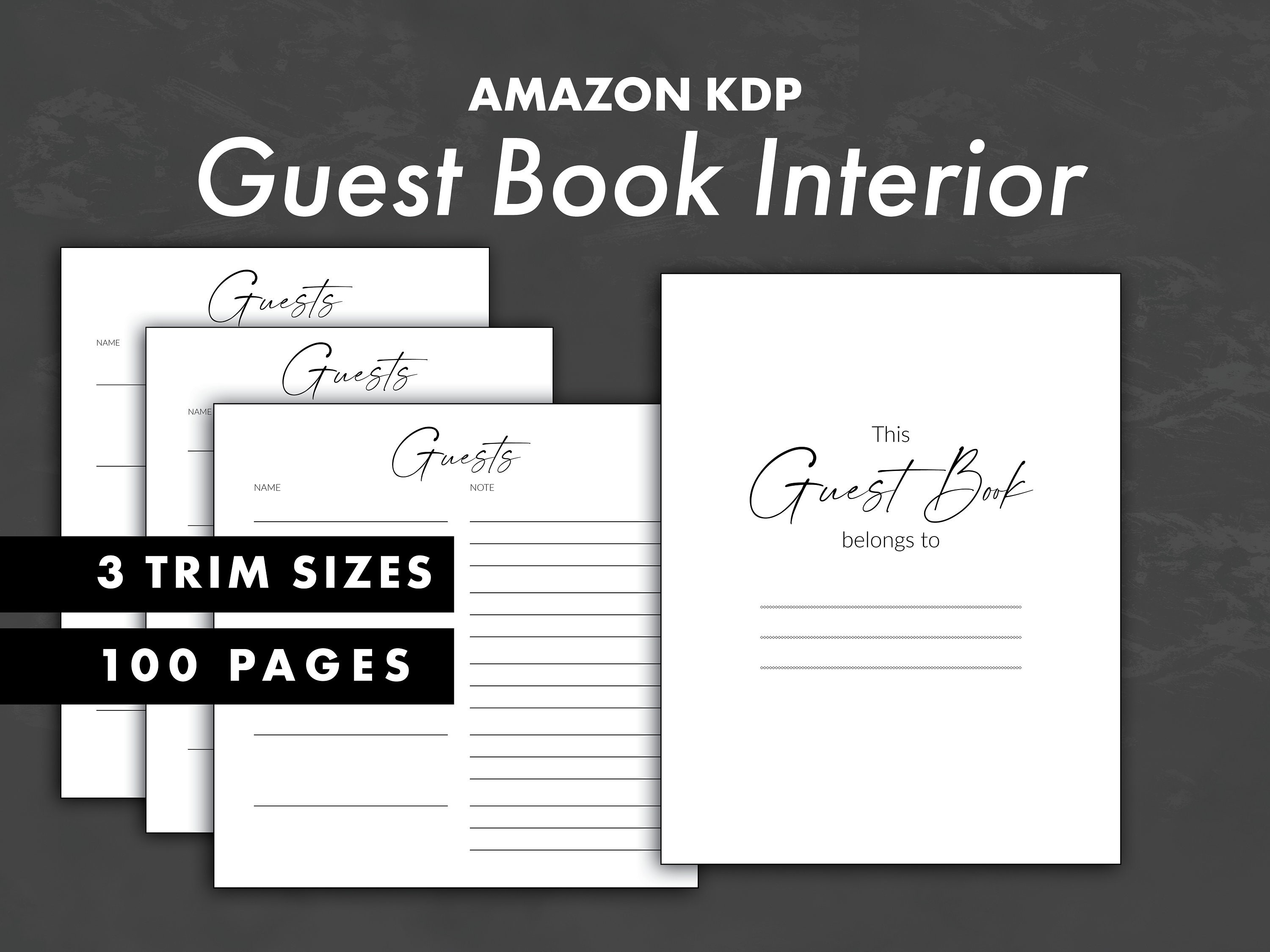 KDP Interior - Guest Book - Printable PDF Ready - Etsy