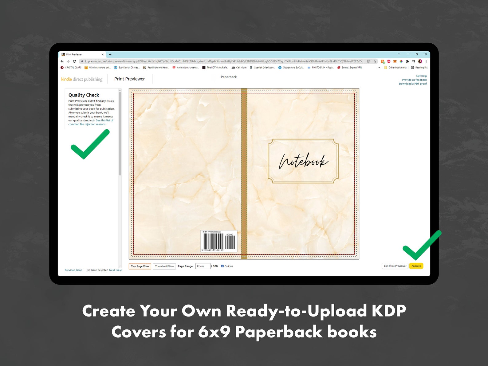 Canva KDP Paperback Cover Templates + Free Canva Guide - Notebook ...