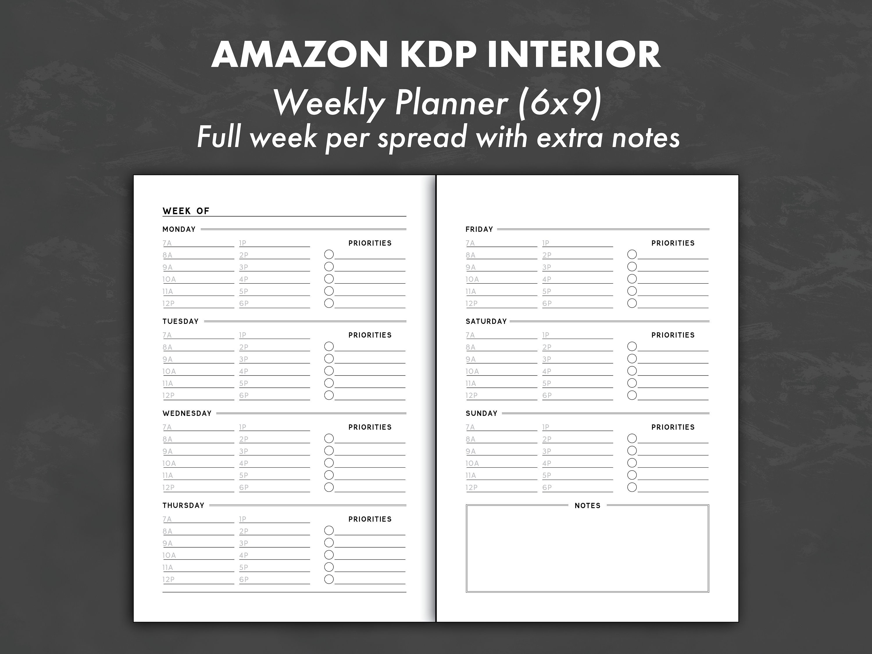 KDP - Weekly Planner (6x9) - Ready to Upload PDF - Etsy