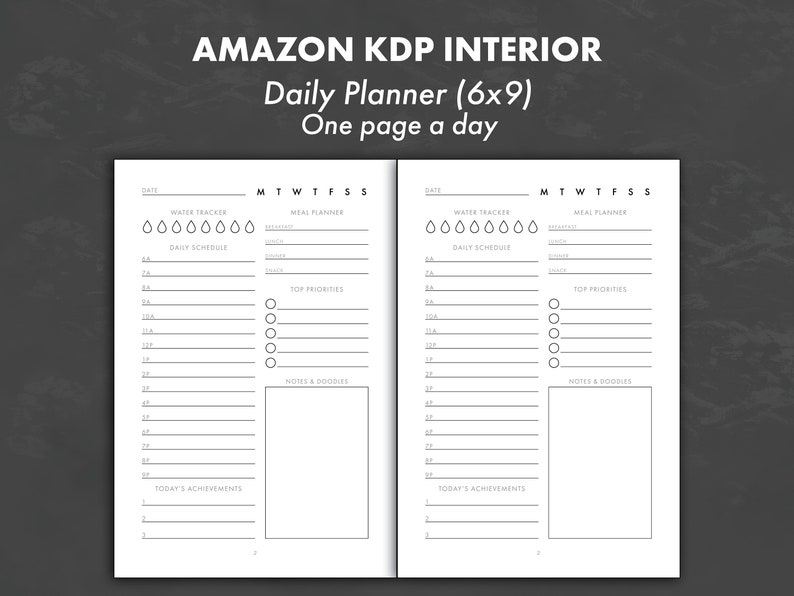KDP Interior - Daily Planner (6x9) - Water Tracker - Meal Planner ...
