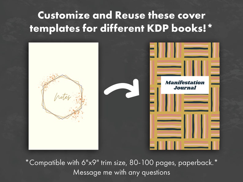 KDP Lined Notebook Cover Templates Includes a Free Canva - Etsy