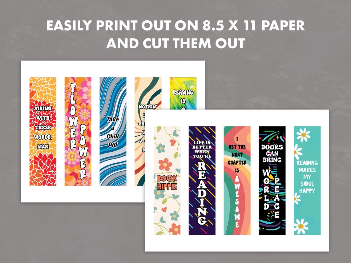 Printable Bookmarks - 10 Printable Groovy Bookmarks - Printable ...
