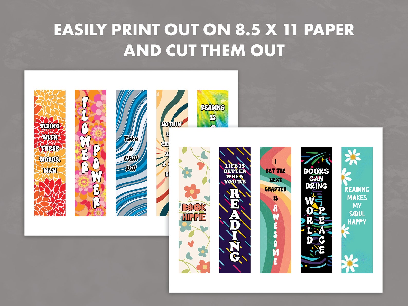 Printable Bookmarks - 10 Printable Groovy Bookmarks - Printable ...