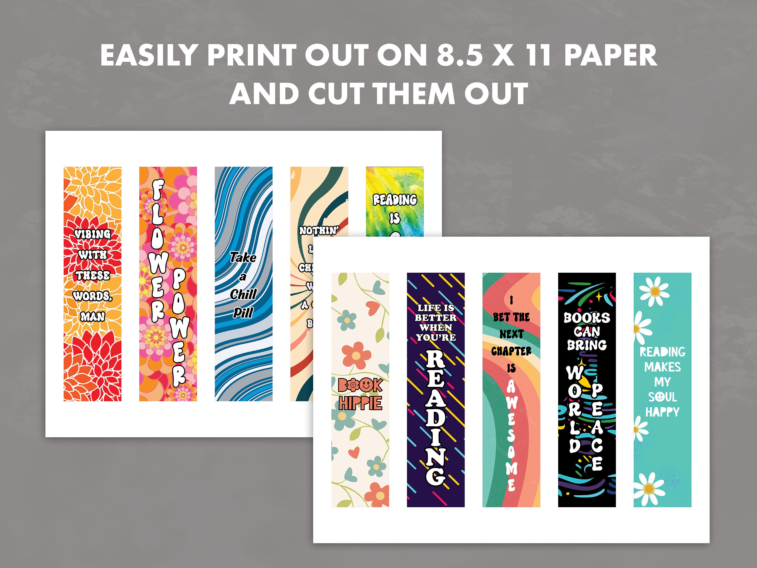 Printable Bookmarks - 10 Printable Groovy Bookmarks - Printable ...