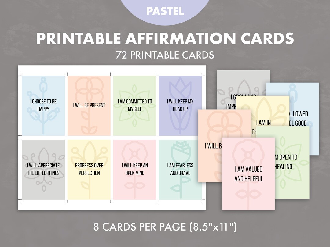 Printable Affirmation Cards, Editable Card Template, Motivational Cards ...
