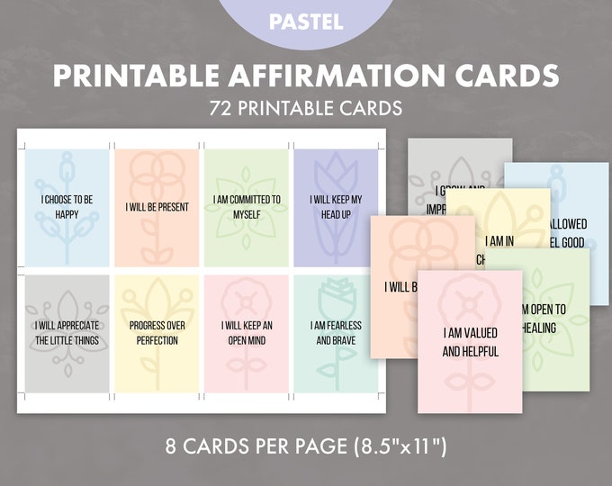 Positive Affirmation Cards, Printable Quotes, Editable Canva Template ...