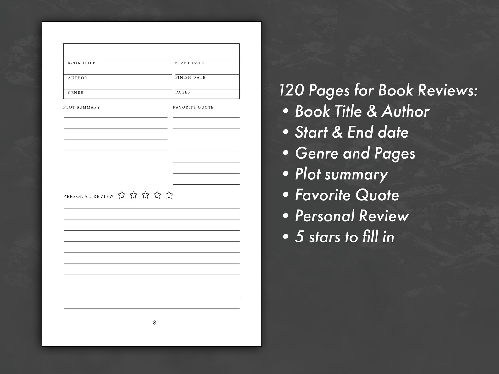 KDP Interior Book Review Journal Ready to Upload PDF Commercial Use - Etsy