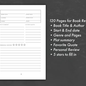 KDP Interior Book Review Journal Ready to Upload PDF Commercial Use - Etsy
