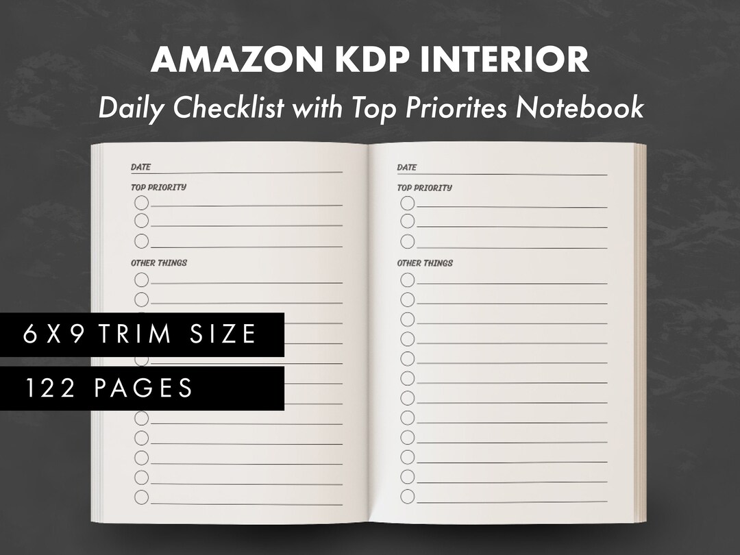 KDP Interior - Daily Checklist Notebook - Ready to Upload PDF ...