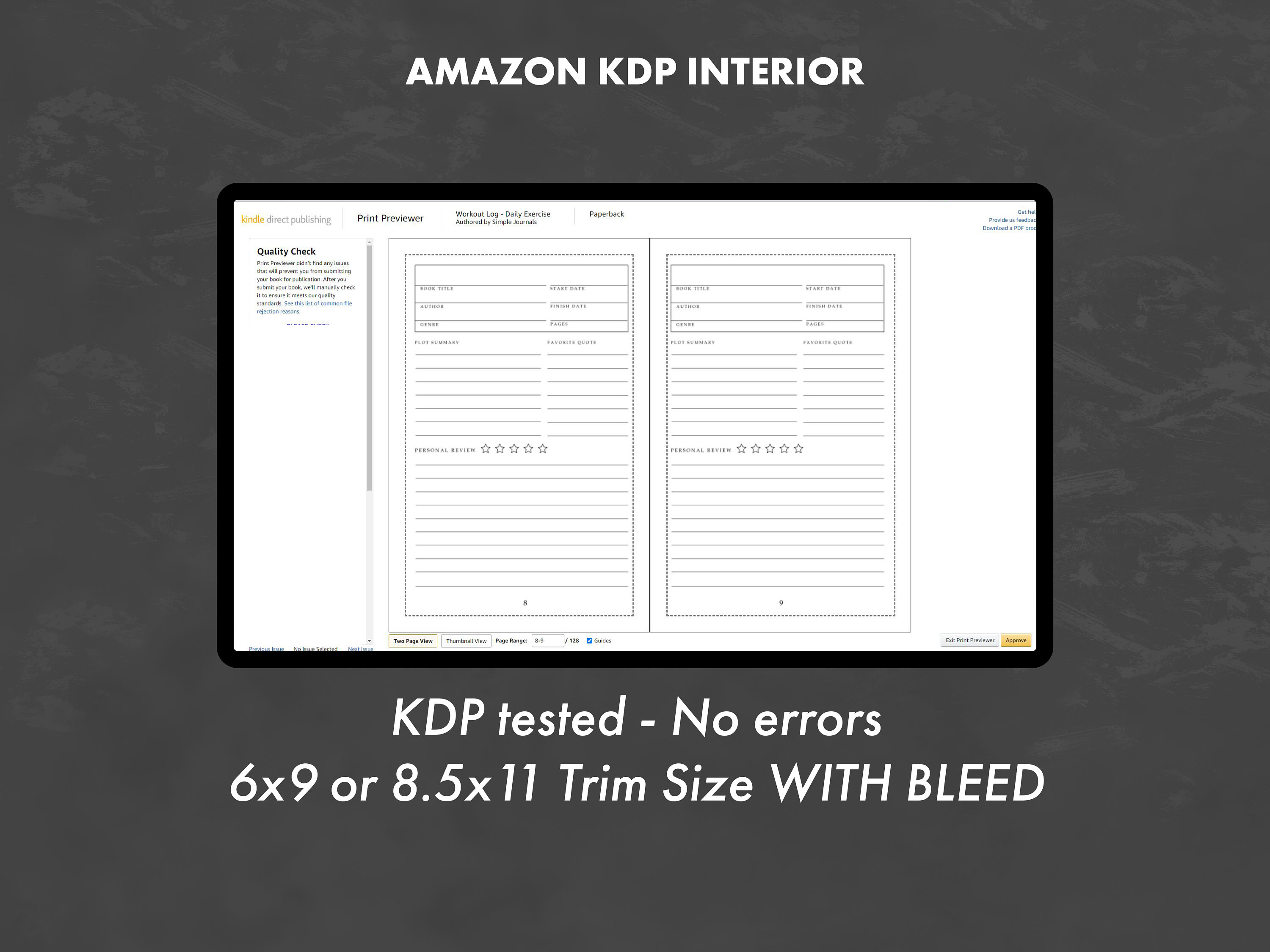 KDP Interior Book Review Journal Ready to Upload PDF Commercial Use - Etsy