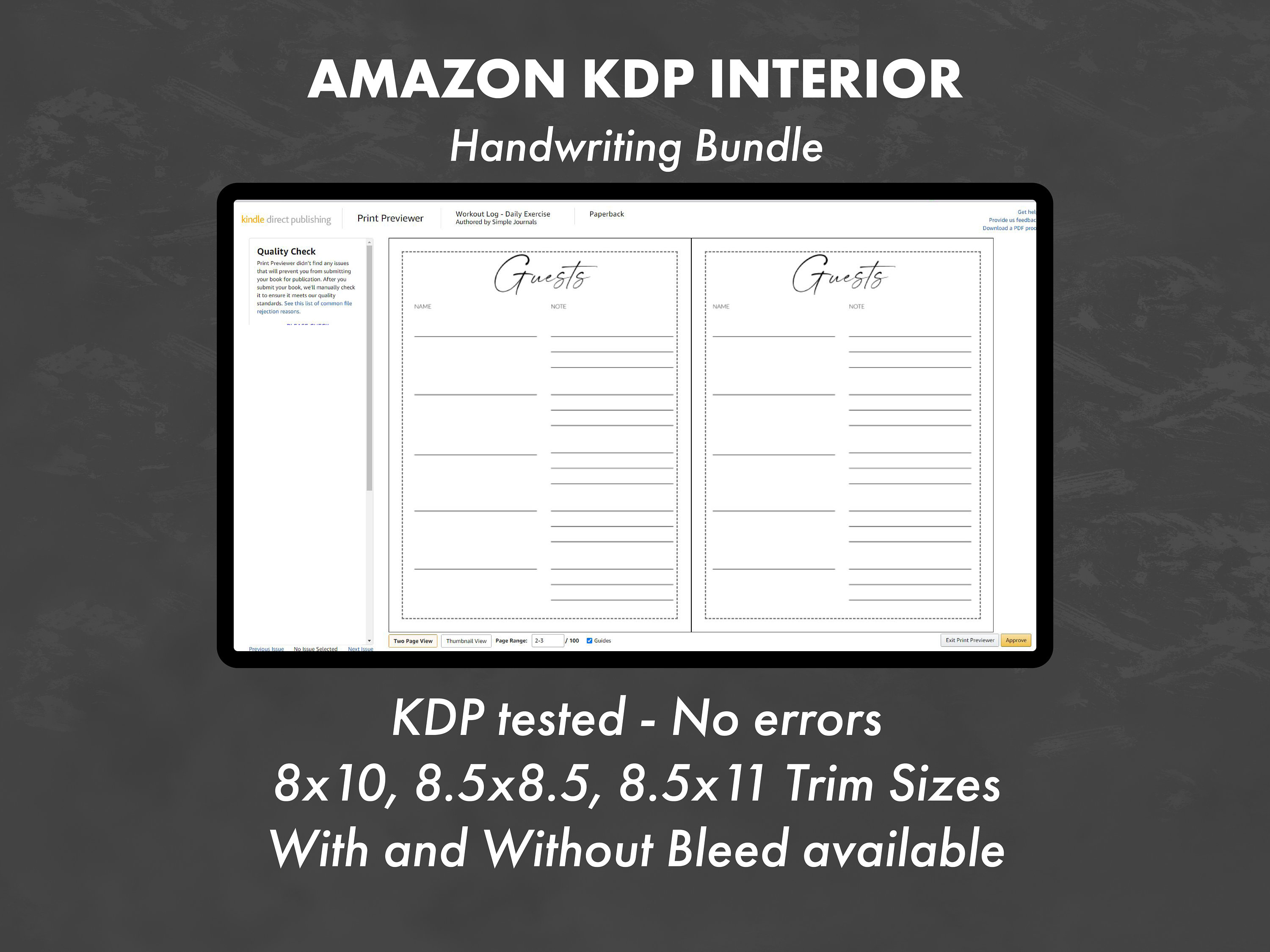 KDP Interior - Guest Book - Printable PDF Ready - Etsy