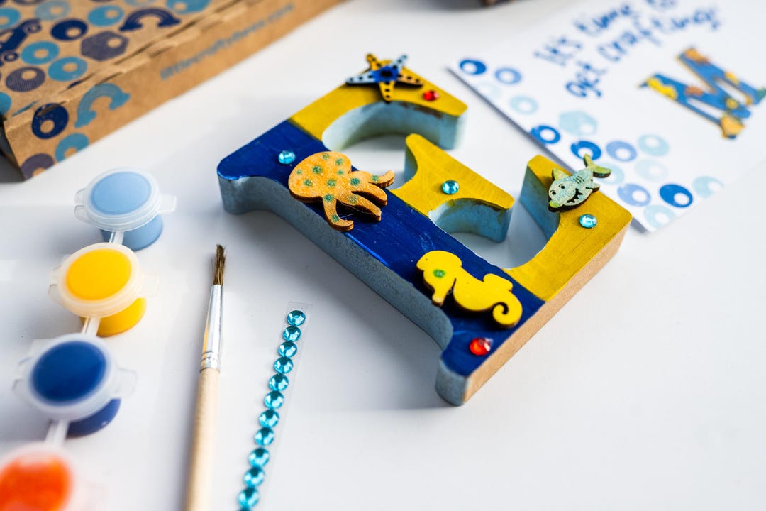 DIY Underwater Letter Painting Kit - Personalised Art - Boys Room Decor ...