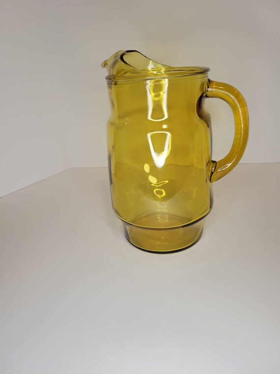 Vintage Light Amber Glass Iced Tea Water Pitcher With Ice Lip - Etsy