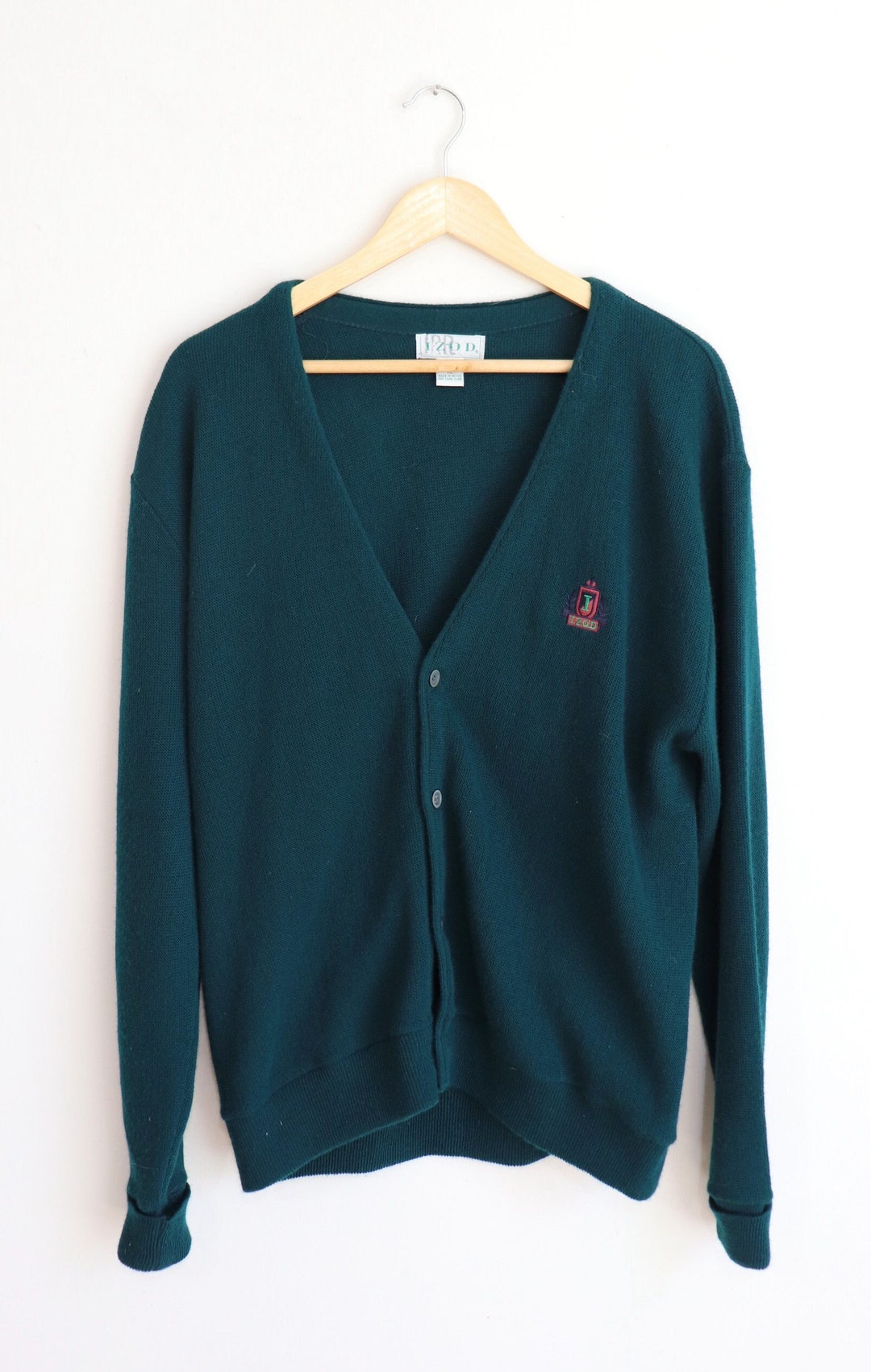 Vintage 1990s Izod Crest Logo Cardigan Sweater Dark Green Men's Sz.xl ...