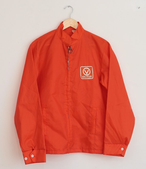 Vintage 1970s Mechanic's Work Jacket Safety Orange Me… - Gem