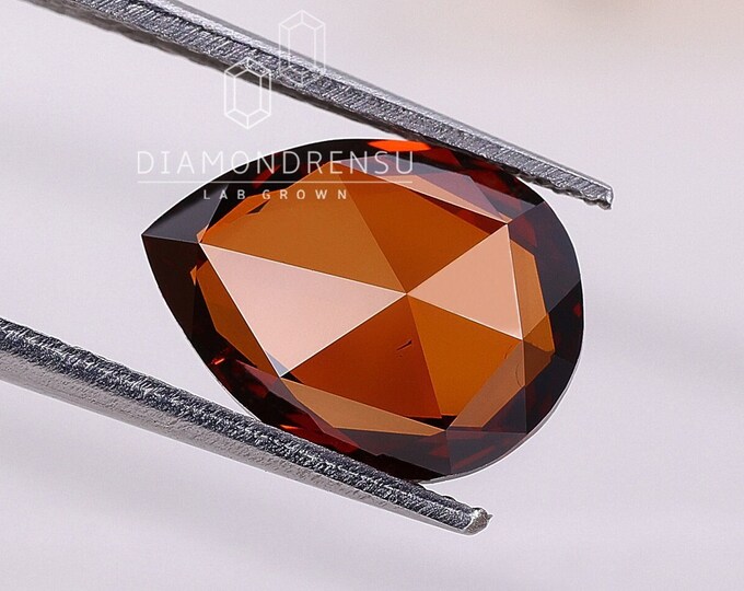 Pear Rose Cut Lab Created Diamond,champagne Diamond, Rose Cut Diamond ...