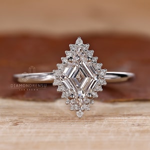 Lozenge Cut Diamond Halo Engagement Ring, IGI Certified 1 to 2 Ct Lab ...