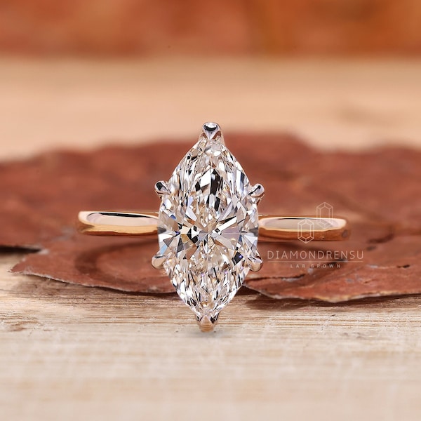 Cathedral Setting Marquise Cut Ring - Etsy