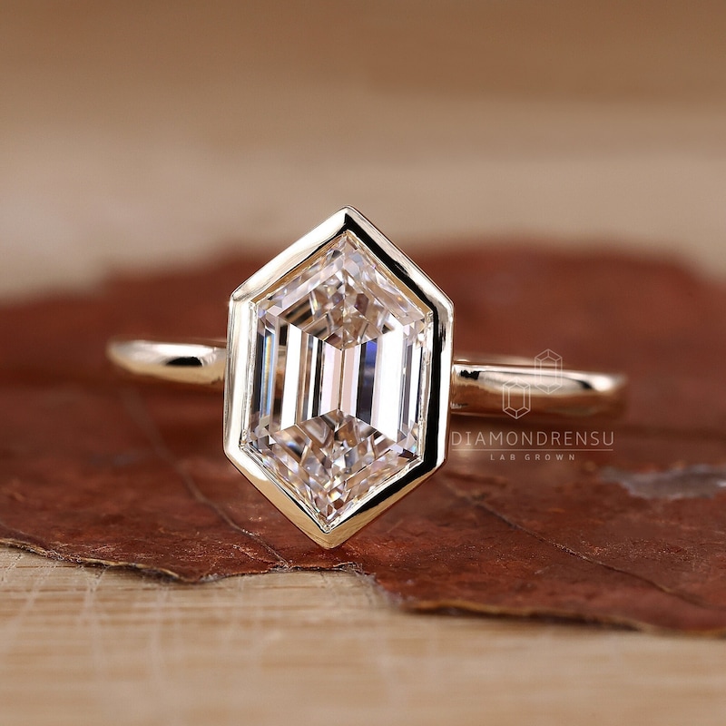Step Cut Diamond Engagement Ring - Etsy