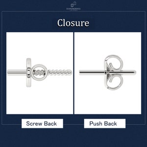 Round Diamond Stud Earrings for Women, Push Back - Screw Back Earrings ...