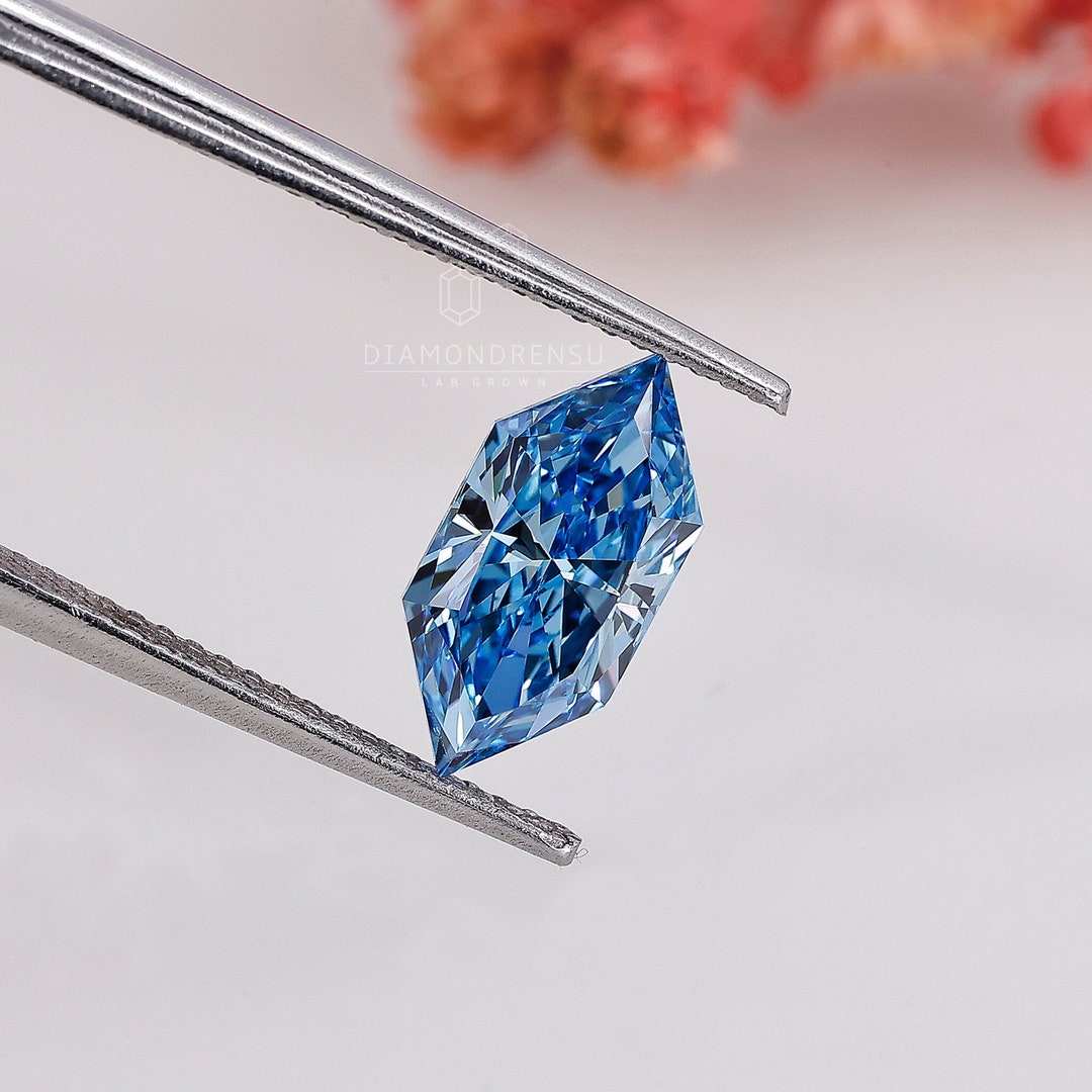 Dutch Marquise Cut Blue Diamond for Engagement Ring, 1.71 Ct IGI ...