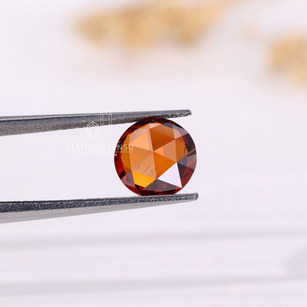 Champagne Diamond Loose Stone,round Rose Cut Diamond, 1.38ct Lab Grown ...