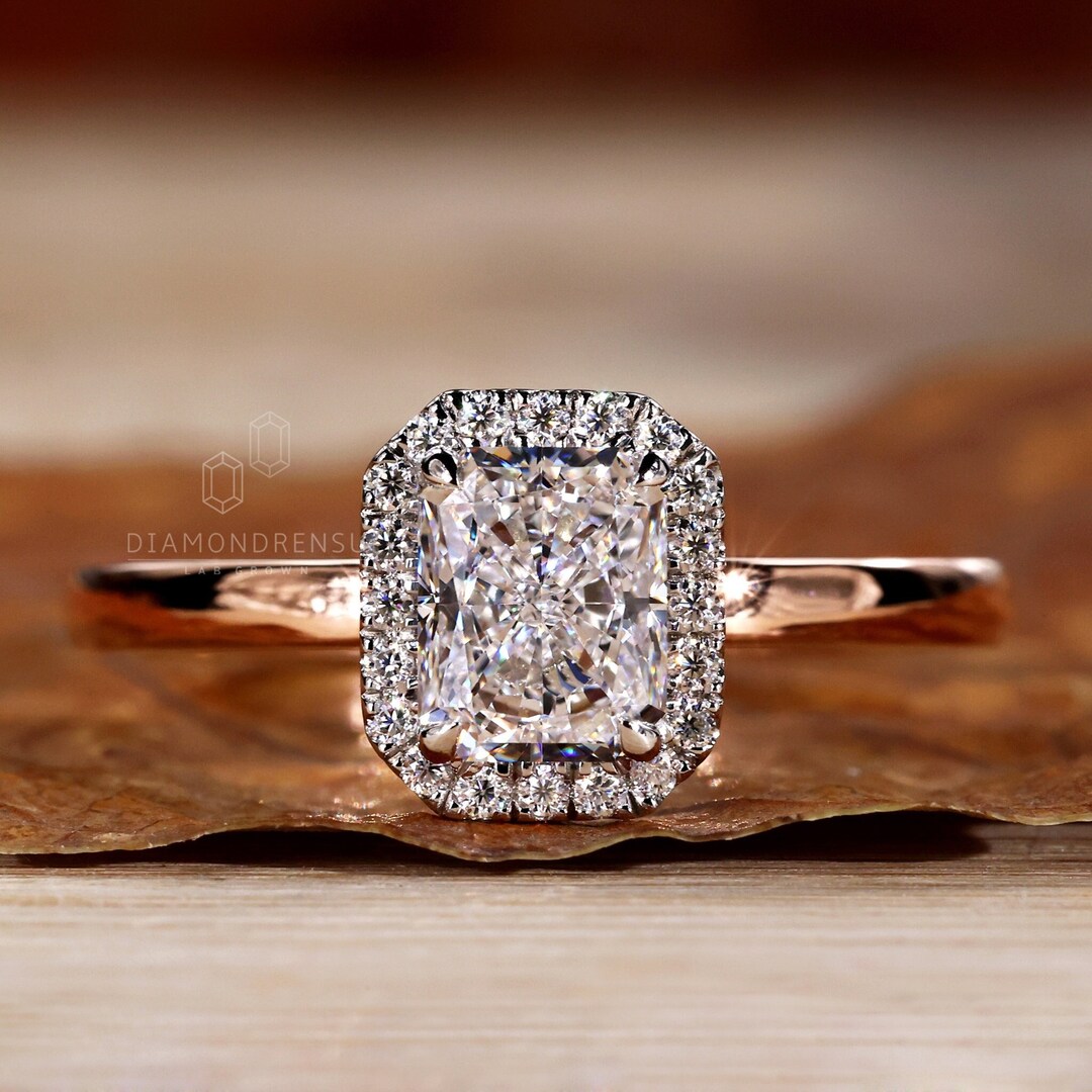 1.02 CT Radiant Cut Lab Grown Diamond Engagement Ring, D/VS1 Lab ...