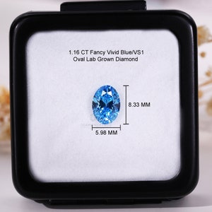 Fancy Vivid Blue Diamond, IGI Certified 1.16 CT Oval Lab Grown Diamond, Engagement Ring, or ...