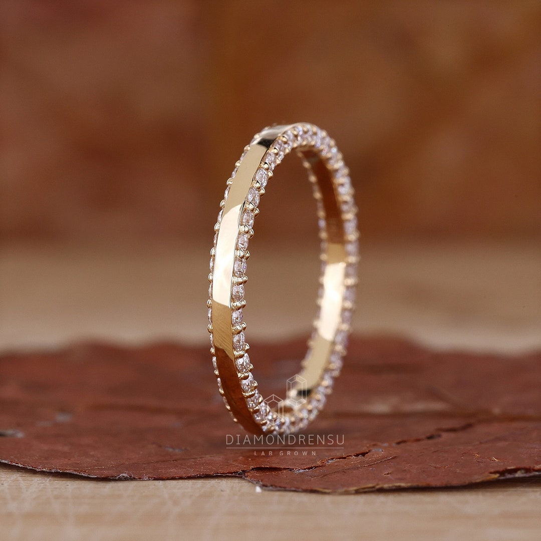 Double Side Pave Diamond Wedding Ring, Matching/stackable Band, Wedding ...