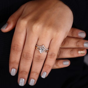 Pear Shaped Engagement Ring With Wedding Band, Lab Grown Diamond ...