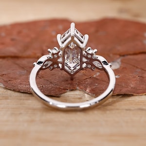2 Carat Elongated Hexagon Cut Diamond Engagement Ring for Women, IGI Certified Lab Grown Diamond ...